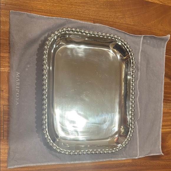 Mariposa | Dining | Mariposa Silver Beaded Edge Tray | Poshmark